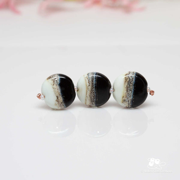 Monochrome Horizon Disc Bead Set - Molten Glass Creations
